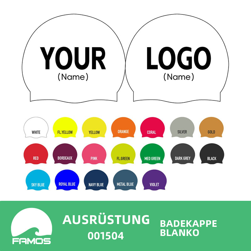 Bedruckte Badekappen aus Silikon mit eigenes Logo / individuell Design ...